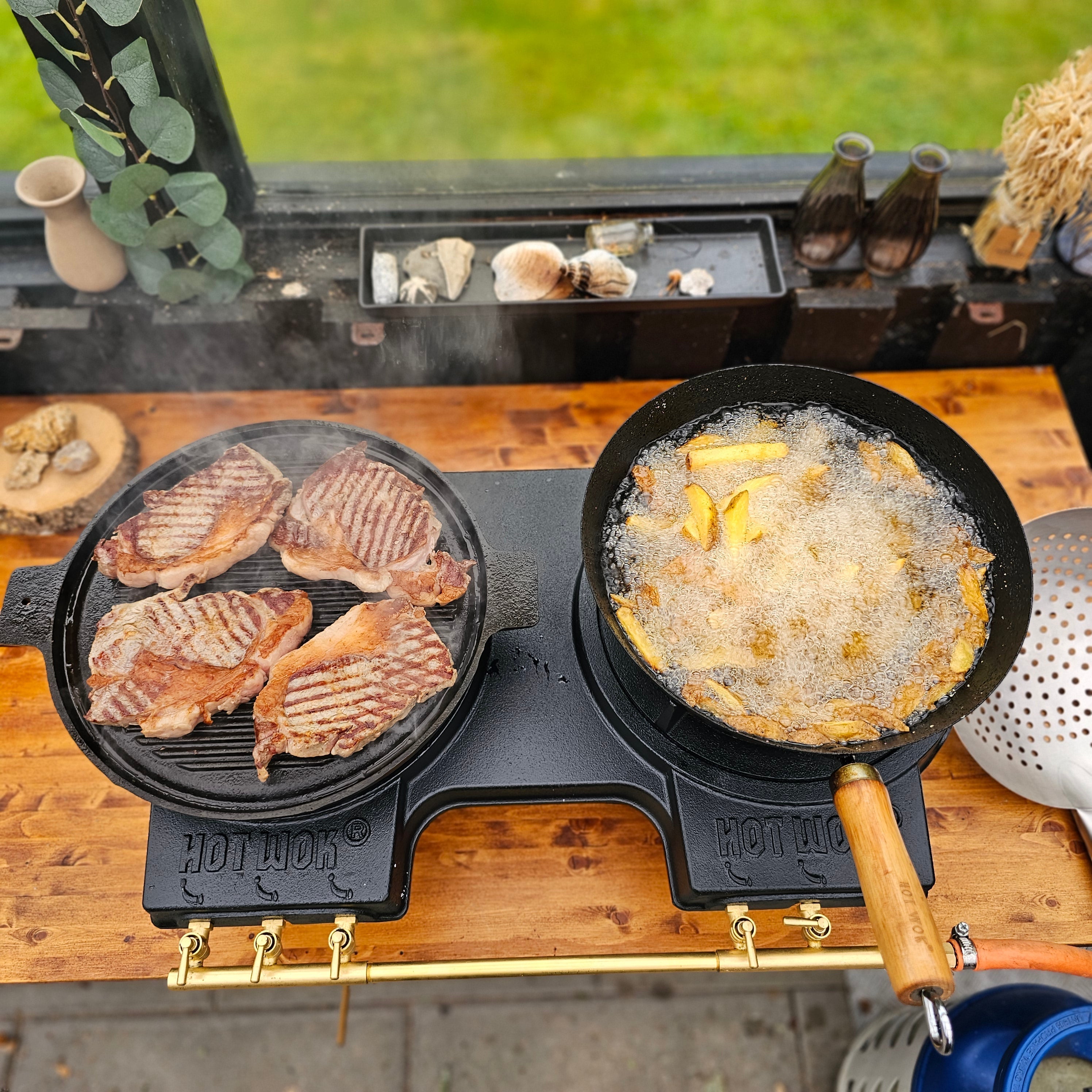 Outdoor Gas Cooker | HOT WOK Double Gas Cooker for Patio & Garden Cook